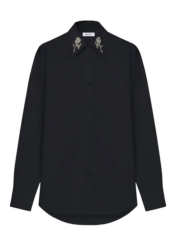 Alexander McQueen Cotton Embellished Shirt - Black