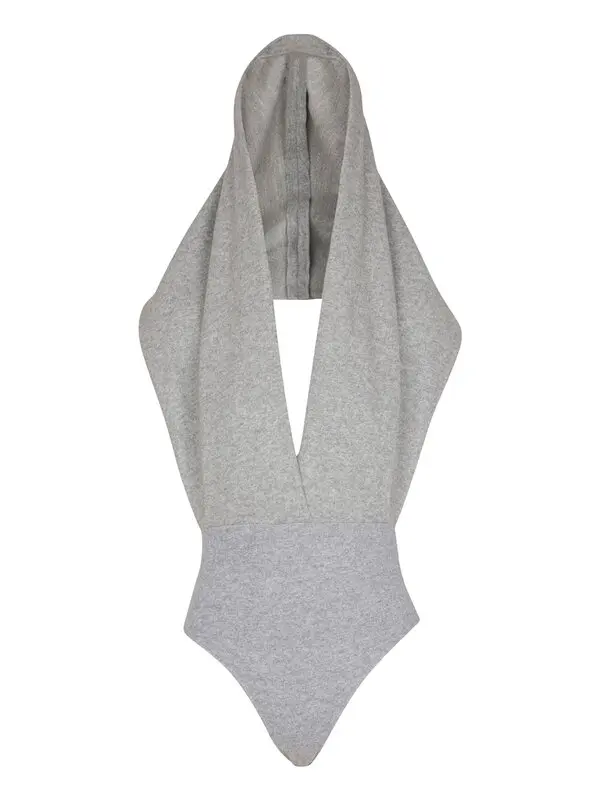 Balmain Draped Hooded Bodysuit - Grey