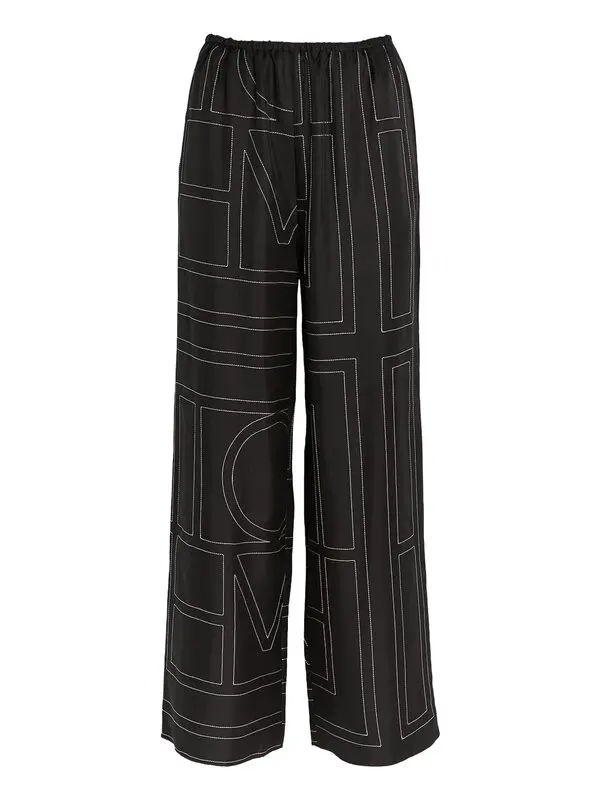TOTEME Silk Monogram Trousers - Black