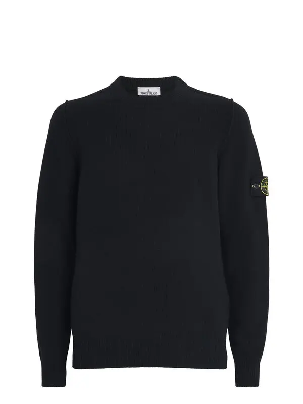 Stone Island Cotton Compass Logo Sweatshirt - Black