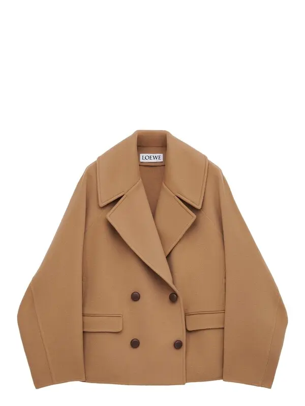 Loewe Wool Double-breasted Short Coat - Brown