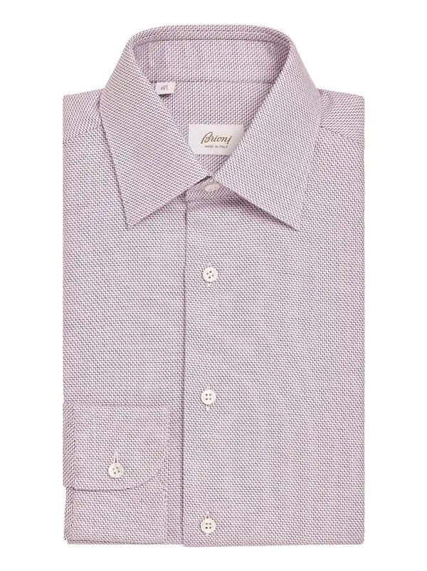Brioni Cotton Micro-houndstooth Shirt - White