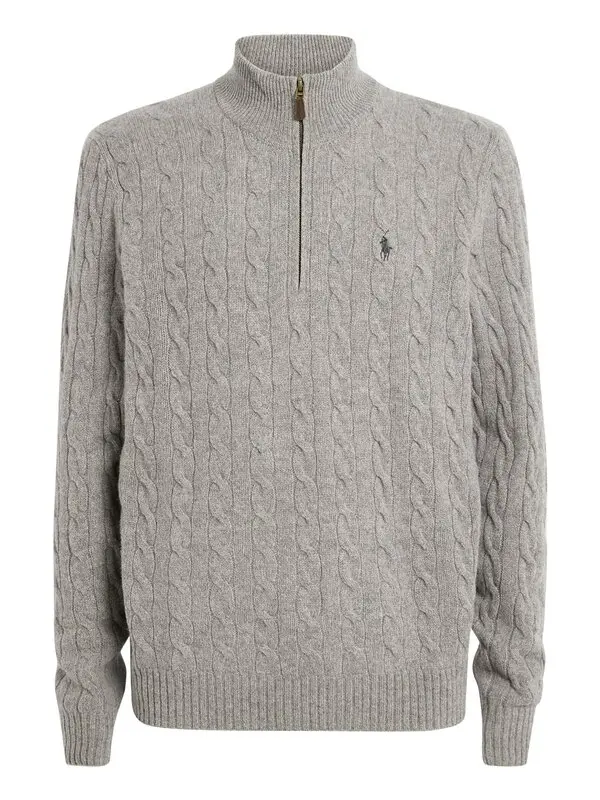 Polo Ralph Lauren Wool-cashmere Quarter-zip Sweater - Grey