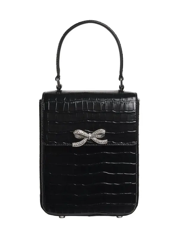 SELF-PORTRAIT Croc-embossed Top-handle Bag - Black