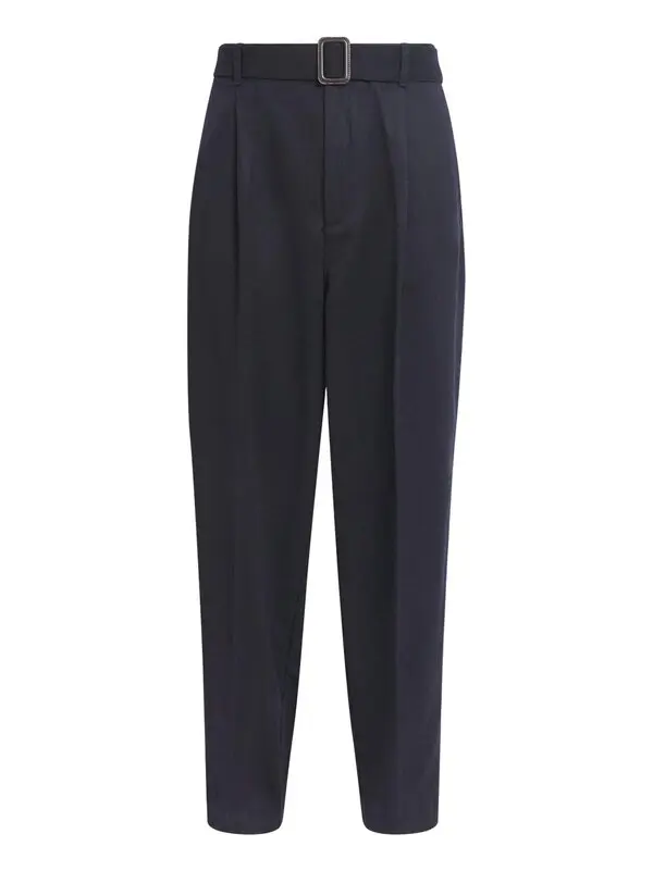 Emporio Armani Virgin Wool-cashmere Belted Trousers - Blue