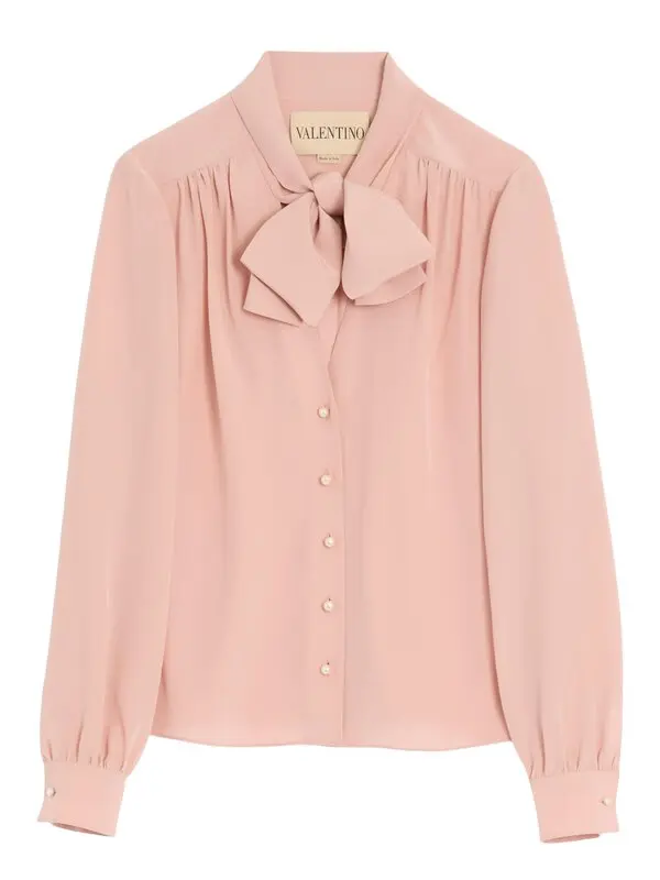 Valentino Garavani Silk Bow-tie Blouse - Pink