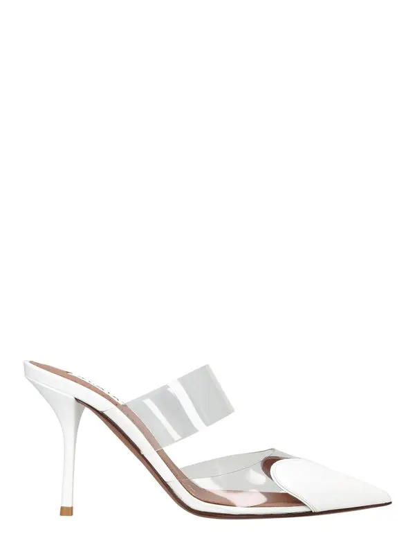 Alaïa Leather Coeur Mules - White