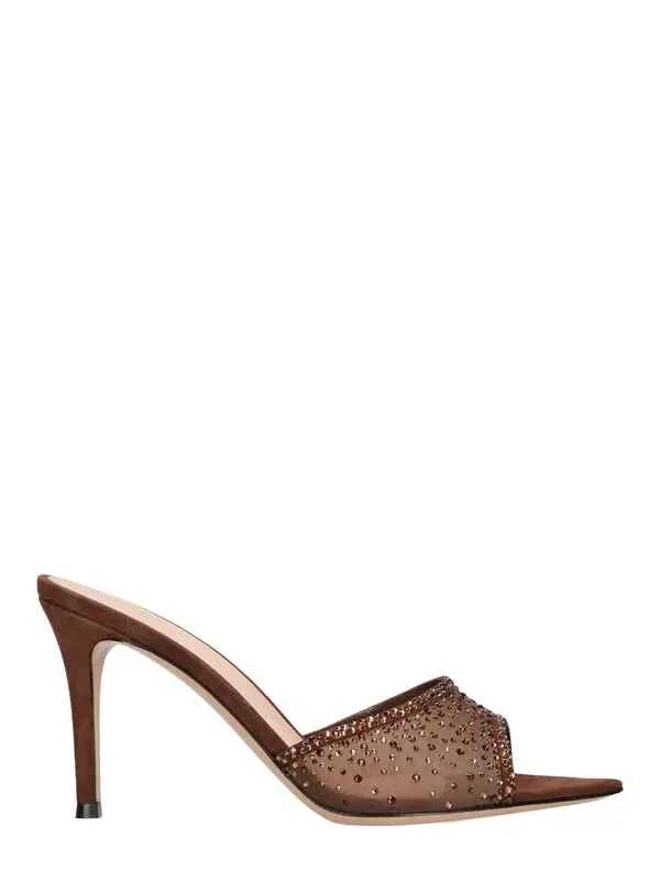 GIANVITO ROSSI Rania 85 Heeled Mules - Brown