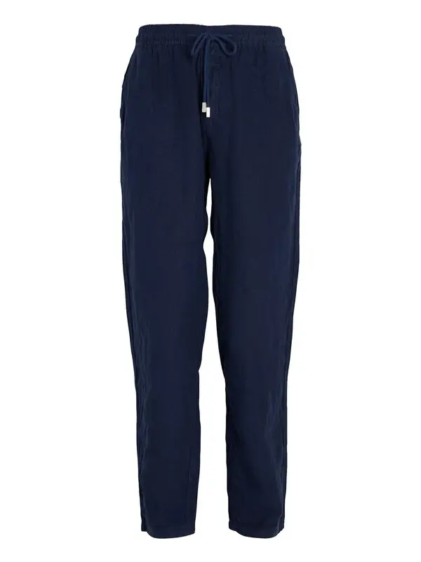 Vilebrequin Linen Pacha Drawstring Trousers - Navy