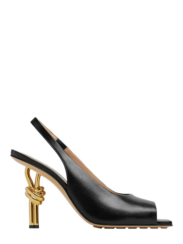 Bottega Veneta Leather Knot Slingback Heels 90 - Black