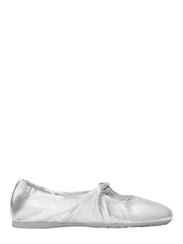 Loewe Leather Pebble Soft Ballerina Flats - Silver