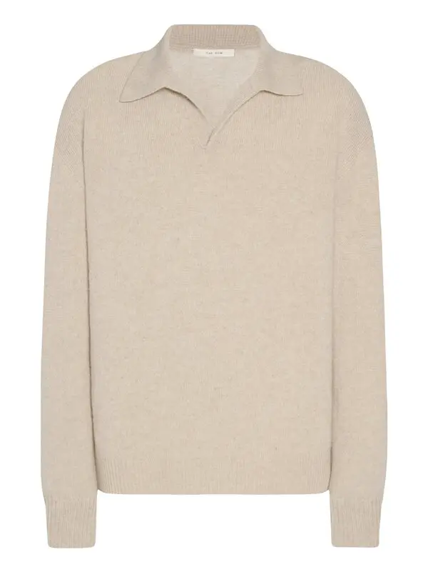 THE ROW Leach Cashmere Polo Sweater - Beige