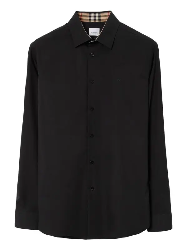 Burberry Stretch-cotton Ekd Shirt - Black
