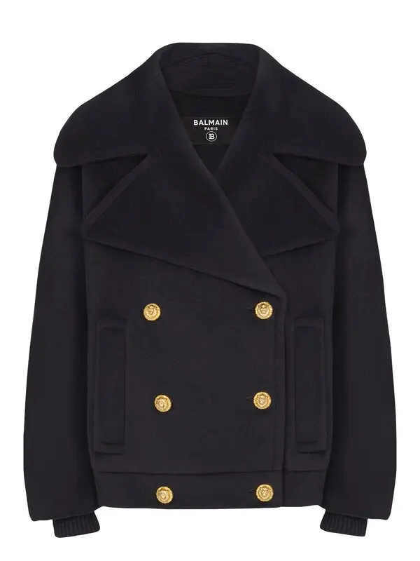 Balmain Wool-cashmere Pea Coat - Black