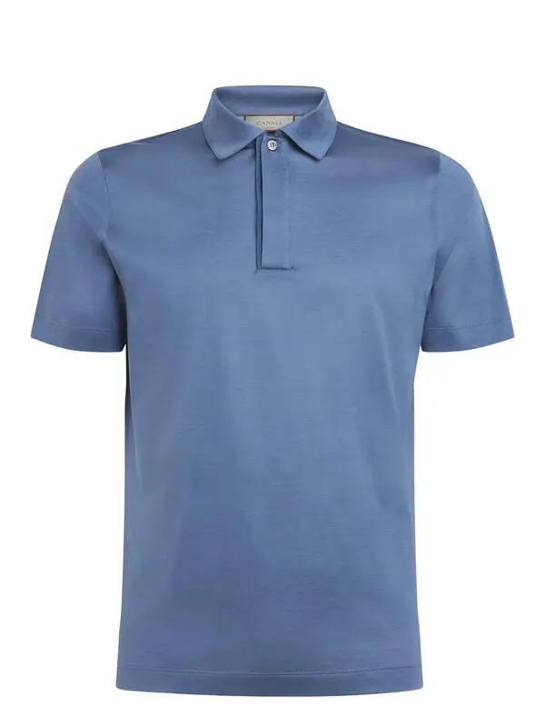Canali Mercerised Cotton Polo Shirt - Blue