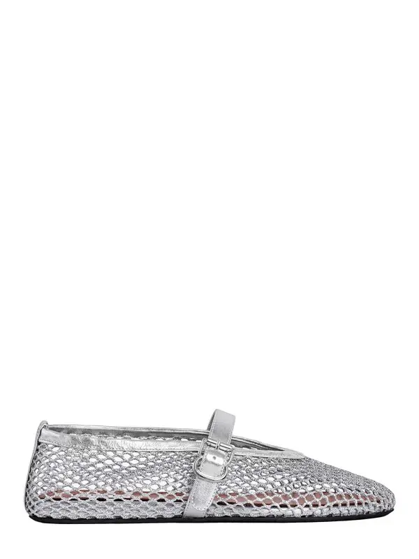 Alaïa Leather Mesh Ballet Flats - Silver