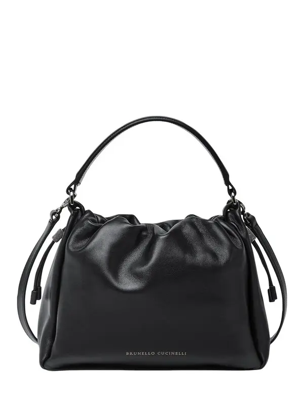 Brunello Cucinelli Leather Mellow Bucket Bag - Black