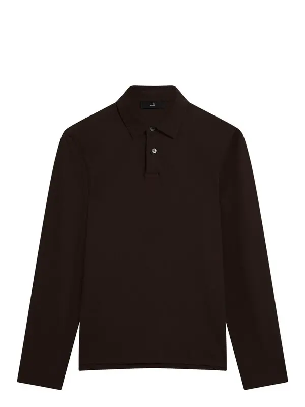 Dunhill Cotton-silk Piqué Long-sleeve Polo Shirt - Brown