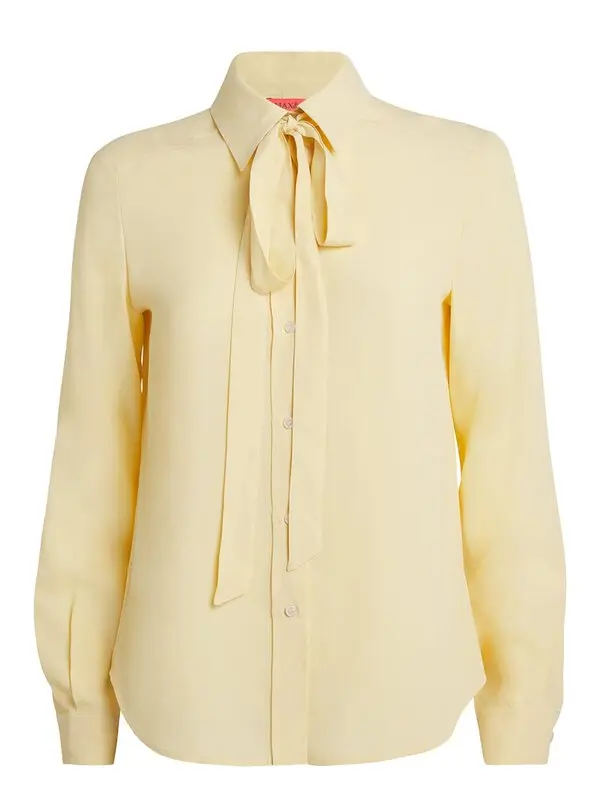 Max & Co. Crepe De Chine Scarf-neck Shirt - Yellow