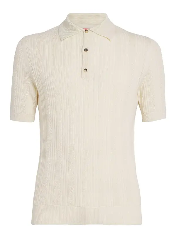 Isaia Wool-silk-cashmere Knit Polo Shirt - Beige