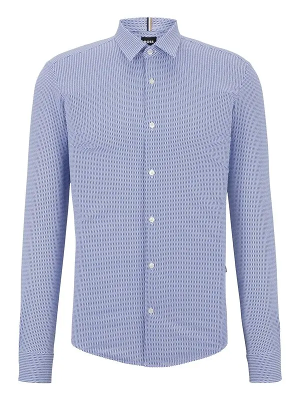 BOSS Performance-stretch Jersey Printed Shirt - Blue