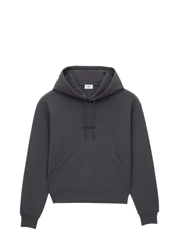 Saint Laurent Cotton Logo Hoodie - Grey