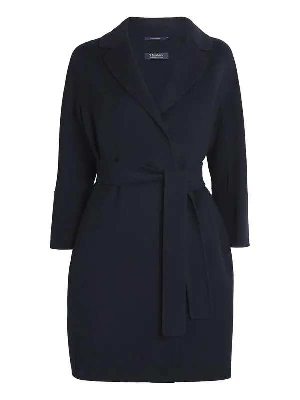 Max Mara Virgin Wool Short Wrap Coat - Blue