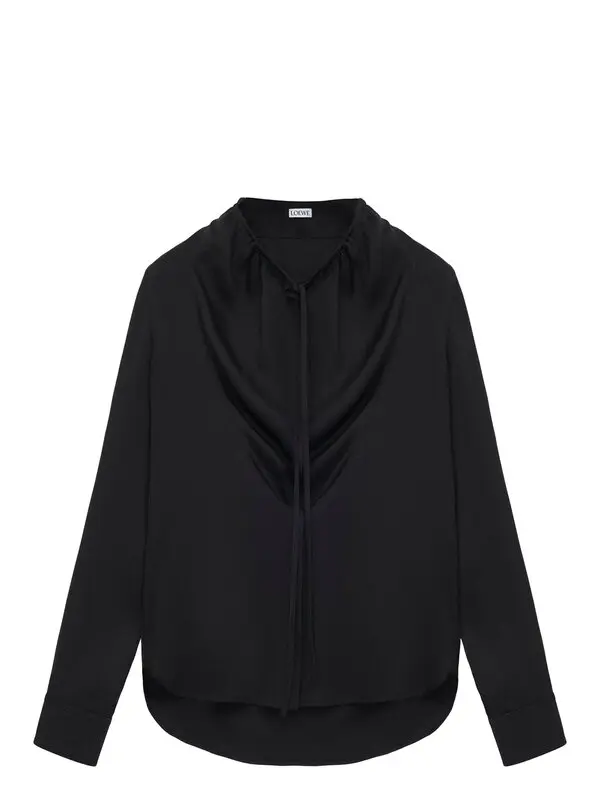Loewe Silk-blend Satin Tie Blouse - Black