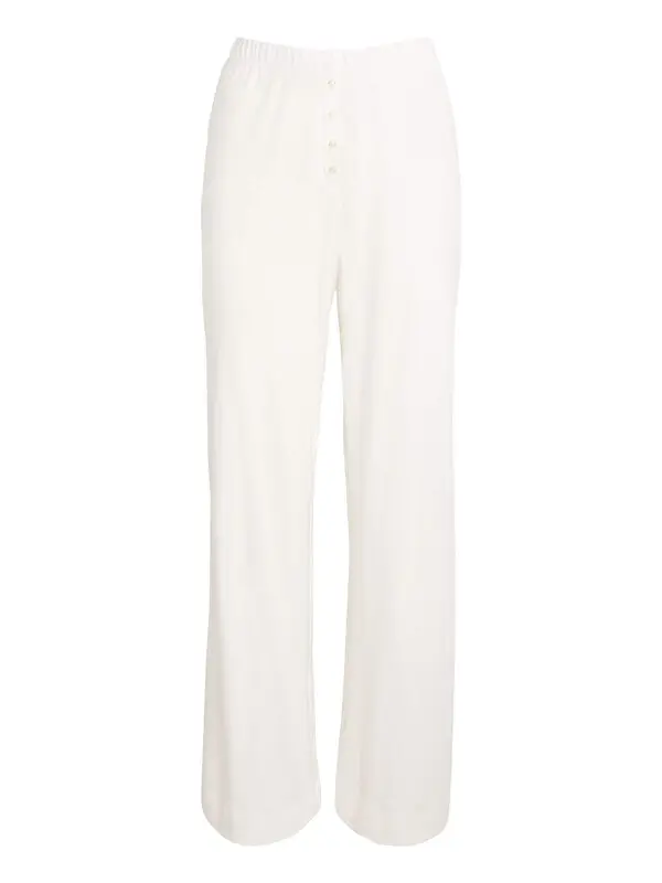 LESET Cotton Pointelle Lounge Trousers - White