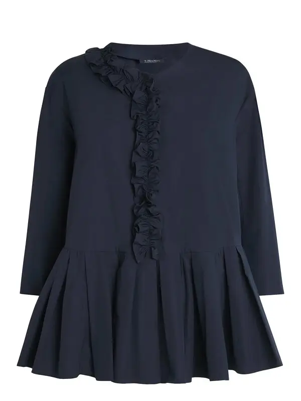 Max Mara Cotton Ruffle-detail Shirt - Blue