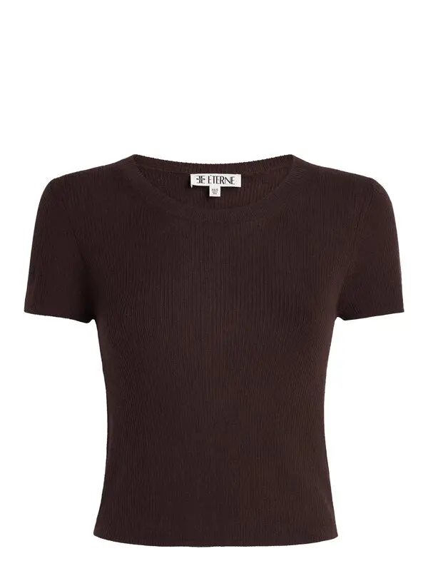 Eterne Cashmere Ribbed Baby T-shirt - Brown