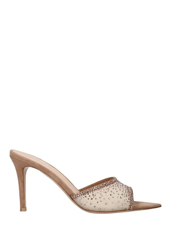 GIANVITO ROSSI Rania 85 Embellished Mules - Brown