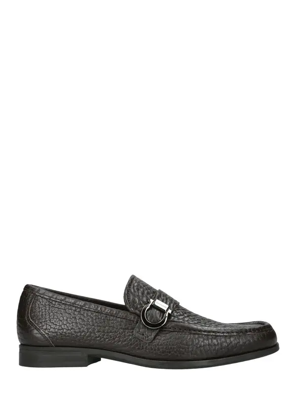FERRAGAMO Leather Caspian Loafers - Brown