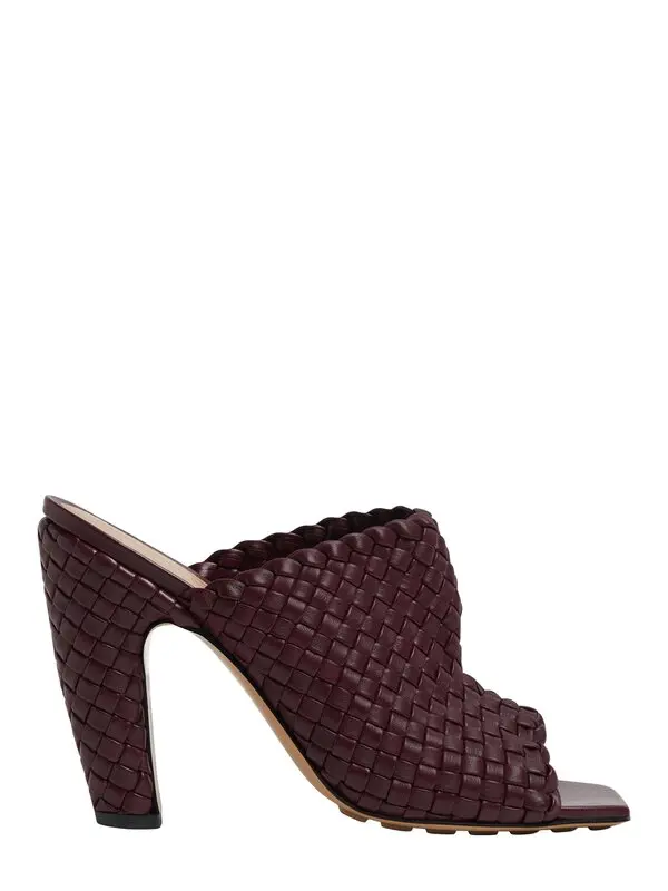 Bottega Veneta Lambskin Canalazzo Mules With Block Heel - Purple