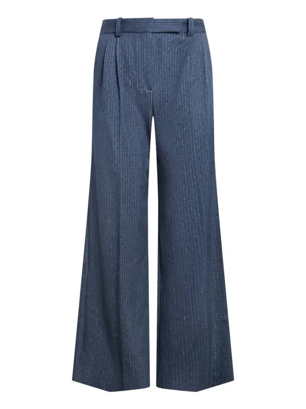 Maje Stripe Rhinestone-embellished Trousers - Blue