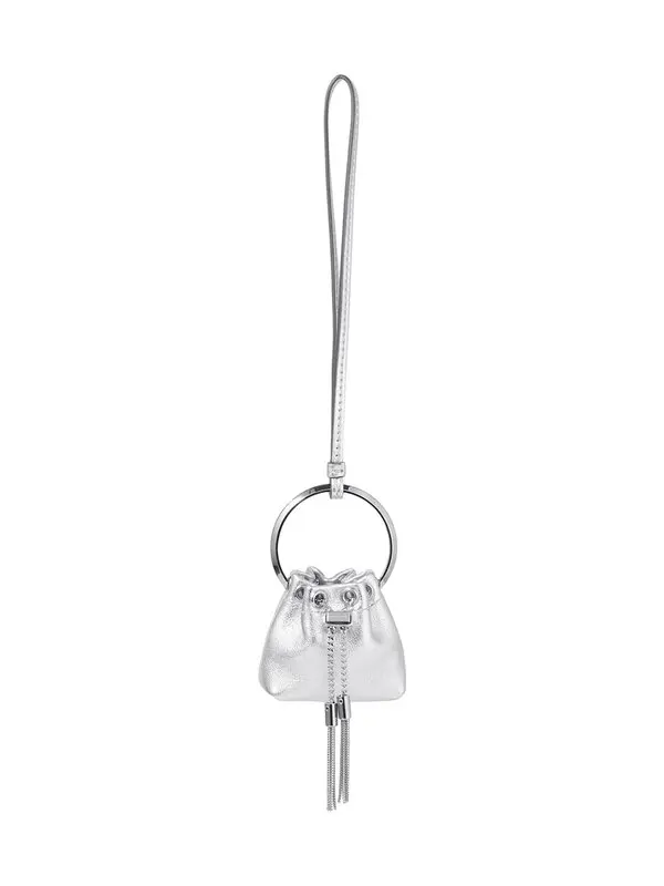 JIMMY CHOO Leather Bon Bon Bag Charm - Silver