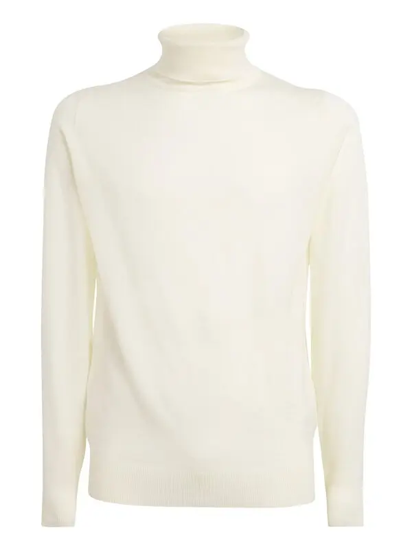 John Smedley Merino Wool Roll Neck Sweater - White