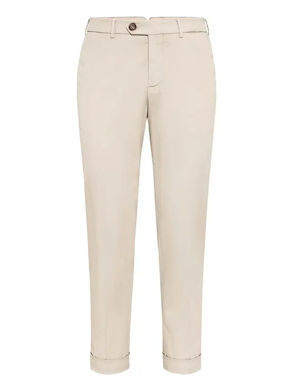 Brunello Cucinelli Stretch-cotton Garment-dyed Trousers - Beige