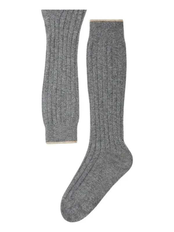 Brunello Cucinelli Cashmere Rib-knit Socks - Grey