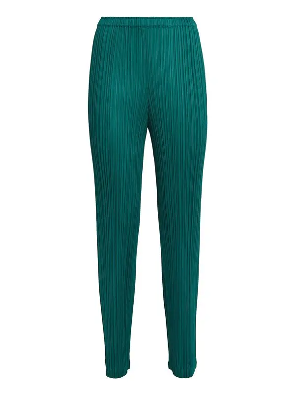 Issey Miyake Pleated Straight Trousers - Green