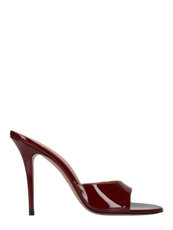 Amina Muaddi Patent Leather Elodie Heeled Mules 105 - Burgundy