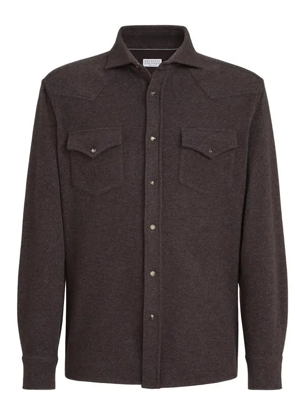 Brunello Cucinelli Virgin Wool Overshirt - Brown
