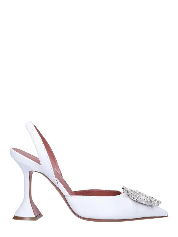 Amina Muaddi Leather Begum Slingback Pumps - White