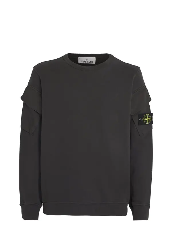 Stone Island Organic Cotton Sweatshirt With Utility Pockets - Grey