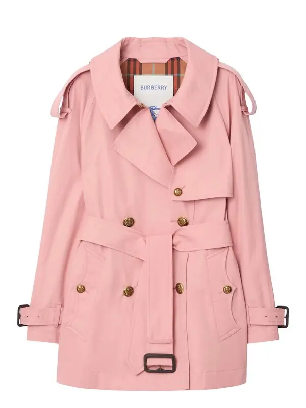 Burberry Short Gabardine Fitzrovia Trench Coat - Pink