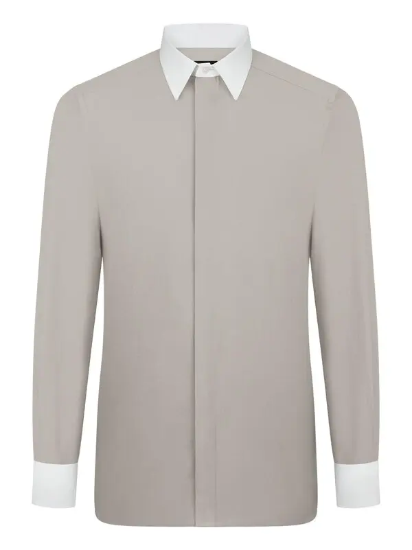 TOM FORD Cotton Contrast-trim Shirt - Grey