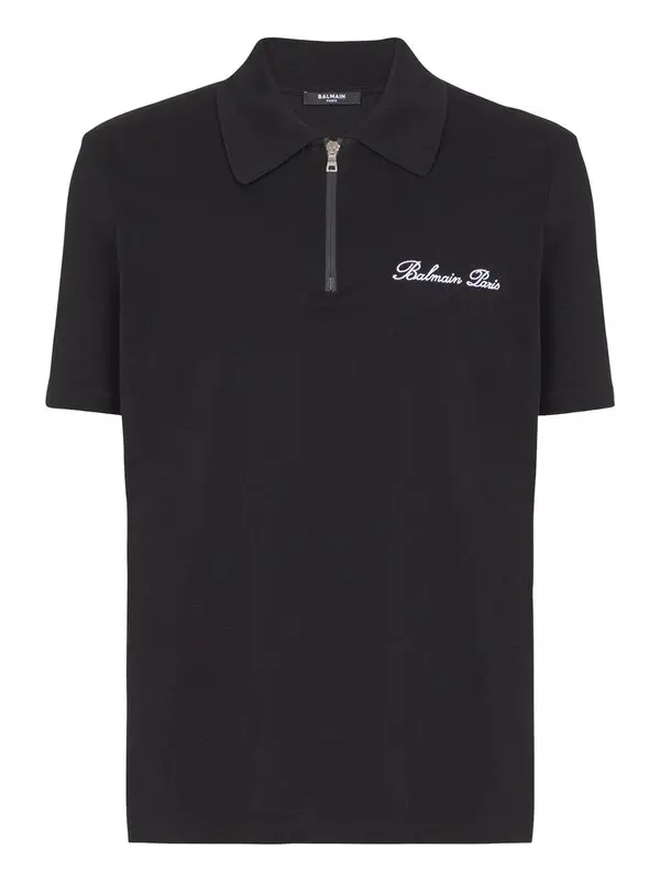 Balmain Embroidered Logo Polo Shirt - Black