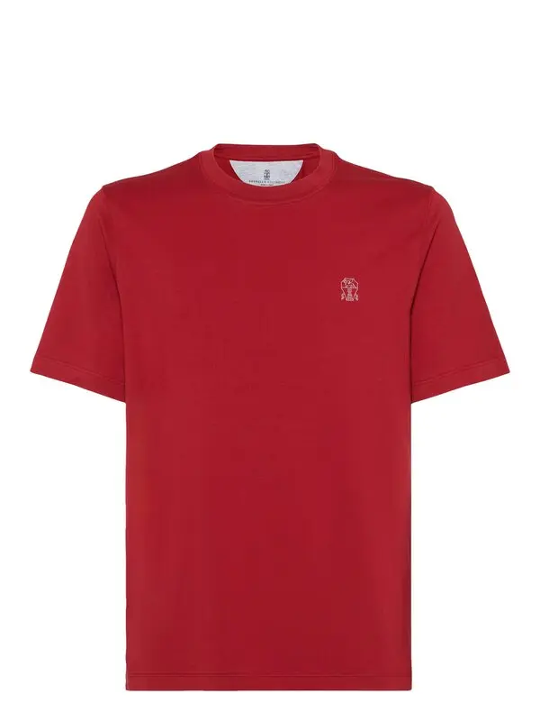 Brunello Cucinelli Cotton-jersey Logo T-shirt - Red