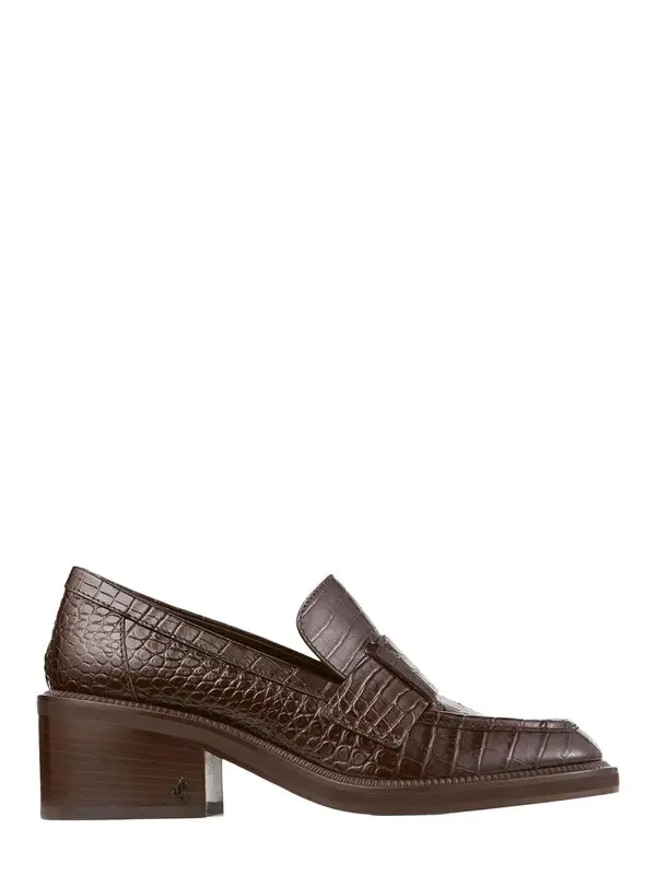 JIMMY CHOO Tylor 60 Leather Heeled Loafers - Brown