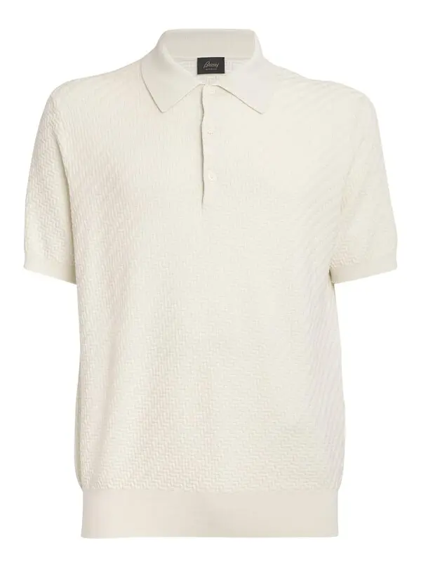 Brioni Cotton-silk-cashmere Polo Shirt - Grey
